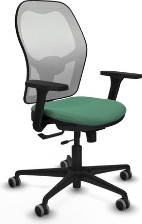 Piqueras y Crespo Schreibtischstuhl mit 3D-Armen, h&ouml;henverstellbare Lendenwirbelst&uuml;tze, ausgestattet mit Syncro/Traslack und Schaumstoff, Wei&szlig; / Smaragdgr&uuml;n