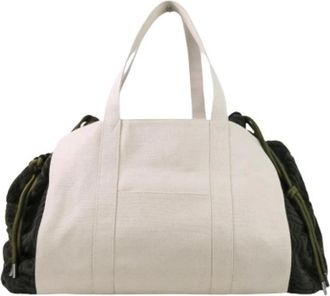 Bottega Veneta unisex, Pre-owned, Blanc, Taille: ONE Size Sac Boston Pre-owned en Toile M&eacute;lange Jacquard