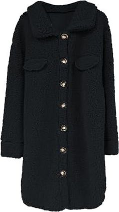 Generic Doudoune Hiver Femme Chaude Vêtement Grand Froid Women S Solid Color Long Sleeve Button Down Lapel Plush Coat Loose Long Plus Size Coat Doudoune Femme