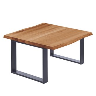 Lamofootwear Manufaktur Esstisch K&uuml;chentisch Schreibtisch Couchtisch aus Massivholz, mit Baumkante 60x60x47 cm (AxBxH), Modern, Dunkel/Anthrazit, LKB-01-A-004-7016