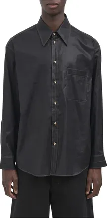 Christophe Lemaire Homme, Chemises, Noir, Taille: S Pocket Hautstitching Shirt