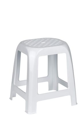 Kreher Hocker aus Kunststoff in Weiß. Sitzfläche im Rattan Design. Ideal für Dusche, Bad und Haushalt. Traglast max. 100 kg