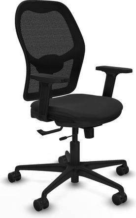 Piqueras y Crespo Schwarzer B&uuml;rostuhl mit 2D-Armen, h&ouml;henverstellbare Lendenwirbelst&uuml;tze, ausgestattet mit Syncro/Traslack und injiziertem Schaum. Mit Rollen von 65 mm 