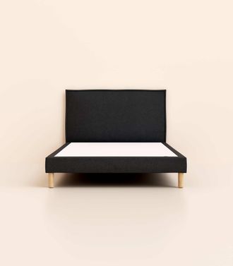 Tediber Lit tapissier 140x190 cm - Noir Anthracite - Avec t&ecirc;te de lit - Bois responsable - Qualit&eacute; h&ocirc;teli&egrave;re - Fait en France et en Belgique - Tediber