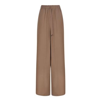 Max Mara Femme, Pantalons, Brun, Taille: 32 FR Pantalon large en soie lav&eacute;e