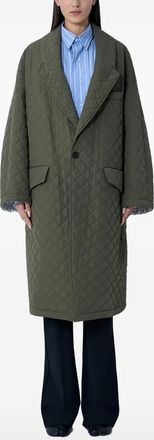 Maison Margiela notched-lapels quilted coat - Gr&uuml;n
