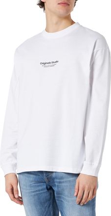 Jack & Jones Herren Jorvesterbro Tee Ls Crew Neck Langarmshirt, Bright White, XL