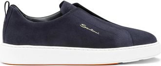 Santoni Low-Top Sneaker - Mens suede sneaker - Gr. UK_9_5 - in Wei&szlig; - f&uuml;r Damen