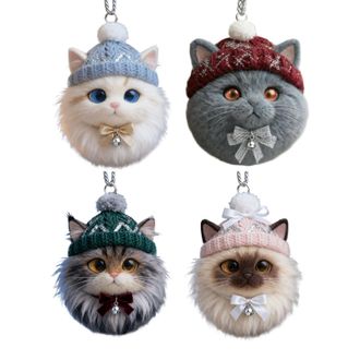 Generic Cat Christmas Ornaments | 2D Acryl Crafts - doppelseitig Weihnachts-Katzendekoration | f&uuml;r Home Kitchen Patio Window Holiday Party