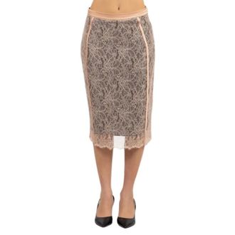 Elisabetta Franchi Femme, Jupes, Beige, Taille: 44 FR Jupe en dentelle florale et satin