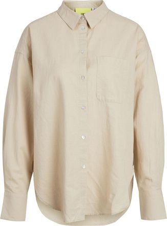 Jack & Jones Damen Jxjamie Ls Relaxed Linen Blend Shirt Sn, Cement, XL