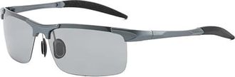 Generic Lunettes de soleil polaris&eacute;es pour homme - Monture en alliage semi-jante - Technologie photochromique - Design l&eacute;ger - Protection UV, Cadre bleu gris 