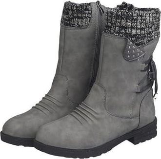Generic Bottes dhiver Mi-Hautes pour Femme Bottines &Agrave; Cheville Tendance,Fermeture &Eacute;clair Lat&eacute;rale,&agrave; Talon Bas, R&eacute;tro &Eacute;l&eacute;gant Confort Chaude Boots Chaussures D