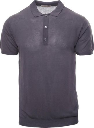 Cashmere Company Cashmere Company, Homme, Tops, Gris, Taille: XL Polo en maille &agrave; manches courtes
