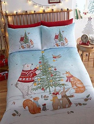 Portfolio Home Weihnachtliches Bettw&auml;sche-Set - Baumwoll-Polyester-Mischung - UK-Kingsize - Der Abend vor Weihnachten