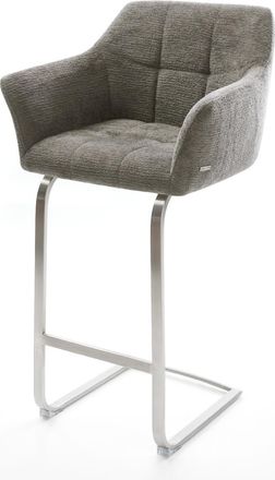 DELIFE Barstuhl Yulo-Flex Boucl&eacute; Soft Schlamm Freischwinger Flach Edelstahl Silberfarben, Barst&uuml;hle