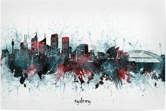 artboxONE Poster 30x20 cm Städte Sydney Skyline Artistic Grey - Bild Sydney Australia Cities