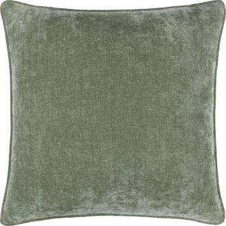 furn. Yard Heavy Chenille Kissenbezug - Luxuri&ouml;ser weicher samt dekobezug mit Paspelierung (Eukalyptus - 50x50cm)