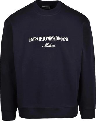 Emporio Armani Homme, Sweatshirts et sweats &agrave; capuche, Bleu, Taille: M Felpa Sottile Girocollo