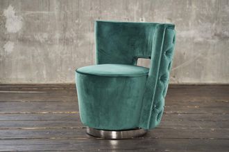 KAWOLA Sessel Senso Drehsessel, Cocktailsessel, Clubsessel, Loungesessel Stoff Velvet gr&uuml;n