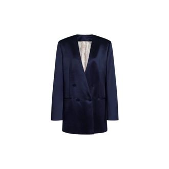 Alberta Ferretti Femme, Vestes, Bleu, Taille: 40 FR Veste Crois&eacute;e en Organza de Soie