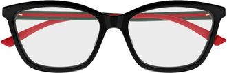Gucci lunettes de vue rayées à monture papillon - Noir