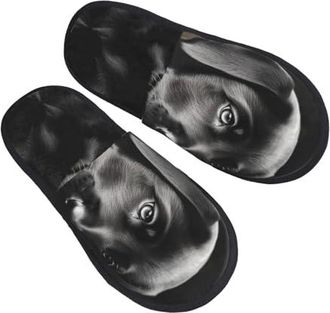 Generic Slippers Chiot Labrador Noir Cozy Fourrure Pantoufles Chaud Maison Slippers Pour Spa Voyage Femmes L