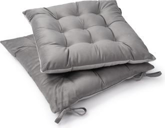 Paco Home Sitzkissen mit Befestigungsb&auml;nder 40x40 Stuhl B&uuml;rostuhl Kissen Stuhlkissen Innen Indoor versch. Farben 2er Set