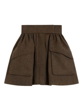Max Mara jupe Bernini1234 &agrave; poches &agrave; rabat - Marron