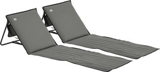 OUTSUNNY 2er-Set Strandmatte, faltbar Strandliege mit Tragetasche, Liegestuhl mit verstellbare R&uuml;ckenlehne, Sonnenliege bis 110 kg belastbar, f&uuml;r Garten Urlaub
