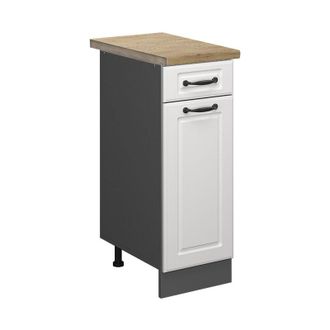 Vicco Küchenunterschrank R-Line, Weiß Landhaus, 30 cm, ap Eiche