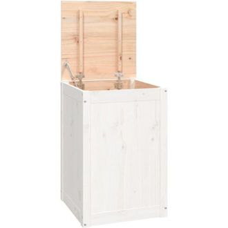 vidaXL Bo&icirc;te &agrave; linge Blanc 44x44x66 cm Bois massif de pin