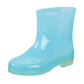 Generic Wellies Bottes de pluie mi-mollet &agrave; talon bas pour femme, couleur unie, faciles &agrave; nettoyer, r&eacute;sistantes &agrave; leau, faciles &agrave; enfiler et &agrave; enlever, pour l