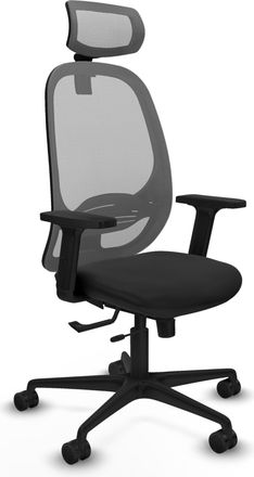 Piqueras y Crespo Schwarzer Stuhl aus Pc mit 2D-Armlehnen, h&ouml;henverstellbarer Lendenwirbelst&uuml;tze und h&ouml;henverstellbarem Kopfteil und Neigungsverstellung. Ausgestattet m