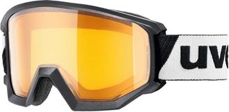 Uvex athletic LGL - leicht kontrastverstärkende Skibrille mit Anti-Fog-Beschichtung im kantigen Retro-Design für Damen und Herren - black/lasergold lite-cl