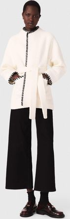 Maje Gefütterter Mantel Mit Kontrastband - Weiß - Maje