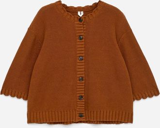 Arket Baumwollstrickjacke Mit Bogenkante -Orange