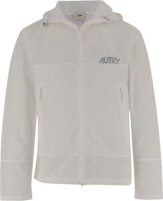 Autry Homme, Vestes, Blanc, Taille: M Nylon Jacket With Logo