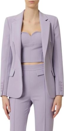 Elisabetta Franchi Femme, Vestes, Violet, Taille: 38 FR Double Stretch Crepe Jacket