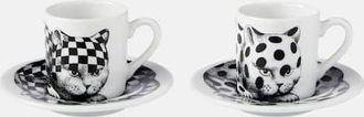 Fornasetti Set High Fidelity aus zwei Tassen und Untertassen