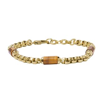 Fossil Edelstahlarmband für Herren mit Karabiner oder Faltschließe, Gelbgold