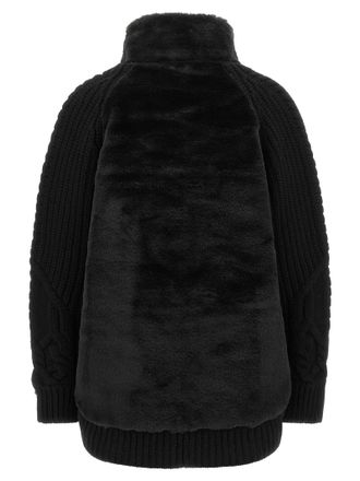 Herno Wool with Fur Collar Cardigan - Black