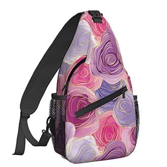 Generic Roses Encre Sac Poitrine Multifonctionnel Pochette Epaule Antivol Sac &Agrave; Dos Bandouli&egrave;re Pour Excursion Camping Shopping