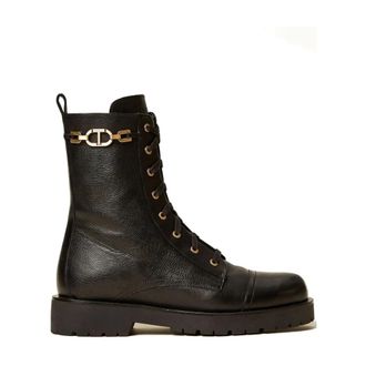 Twinset Schwarze Seiden- & Nylonstiefel - - Shoes - Damen - Schwarzk - 38 EU