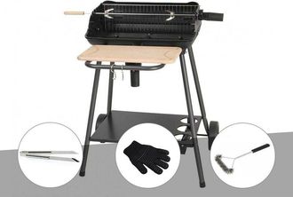 Somagic Barbecue charbon Bergamo + Pince en inox + Gant de protection + Brosse En t Somagic