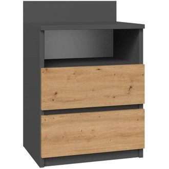 Topeshop Topeshop - Table de chevet artisan M1 anthracite Malwa