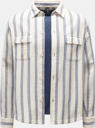 04651/ Herren - Seersucker Overshirt navy/creme gestreift