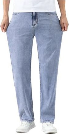 Generic Pantalon en jean pour homme - Coupe ample - Coupe droite - Souple - &Eacute;lastique - Jambe large, bleu clair, 5XL