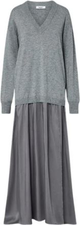 Liu Jo Femme, Robes, Gris, Taille: 38 FR Robe Longue