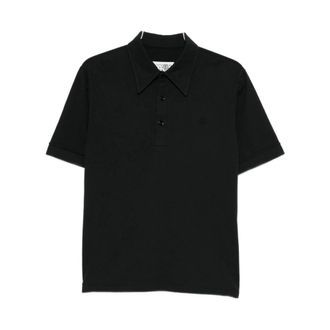 Maison Margiela Homme, Tops, Noir, Taille: M Polo &agrave; Logo Brod&eacute;